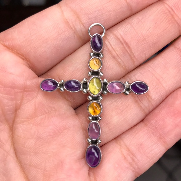 Jewelry | Multi Gemstone Cross Pendant | Poshmark
